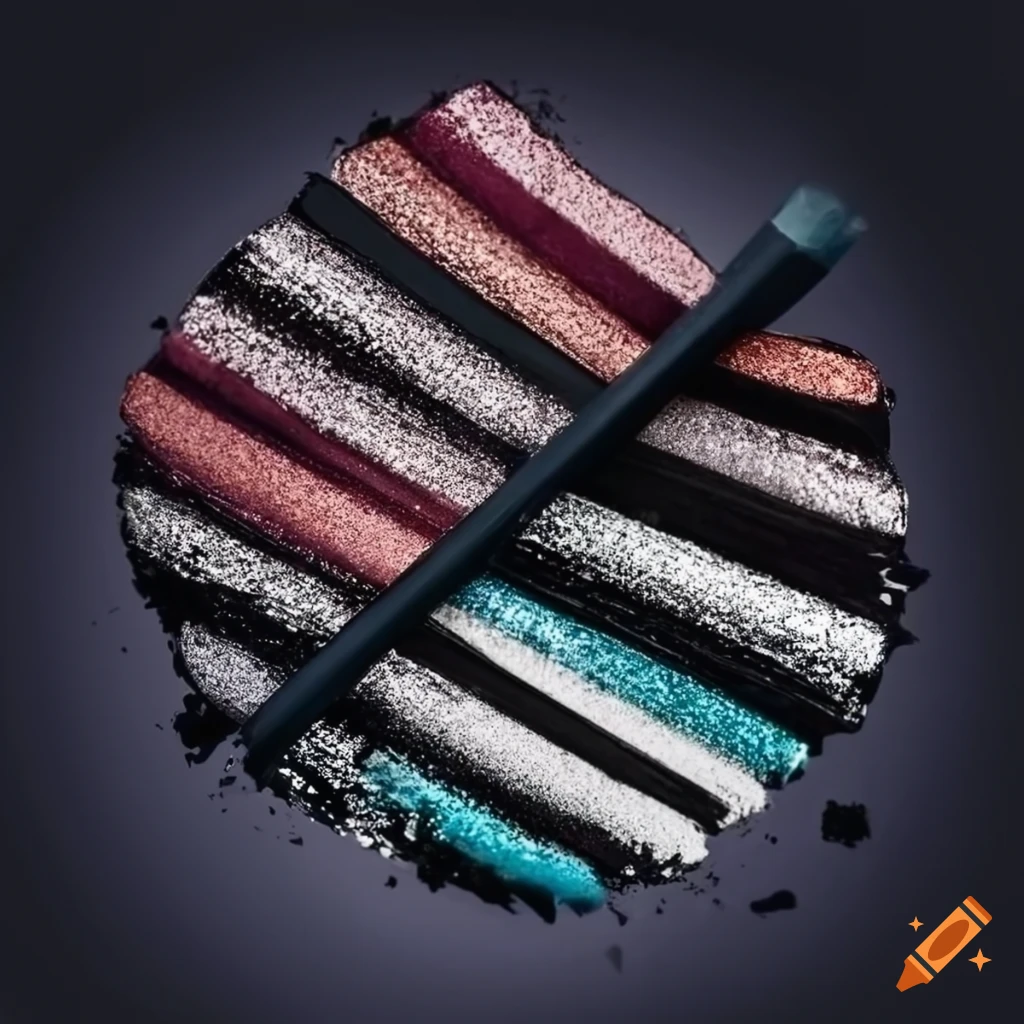 Eyeshadow palette with bold colors and silver packaging on Craiyon