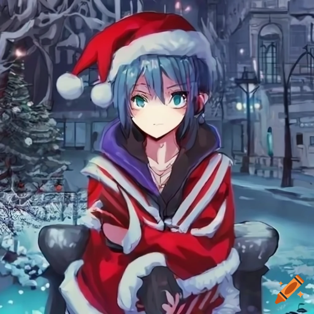 Nightcore emo boy and girl in christmas theme