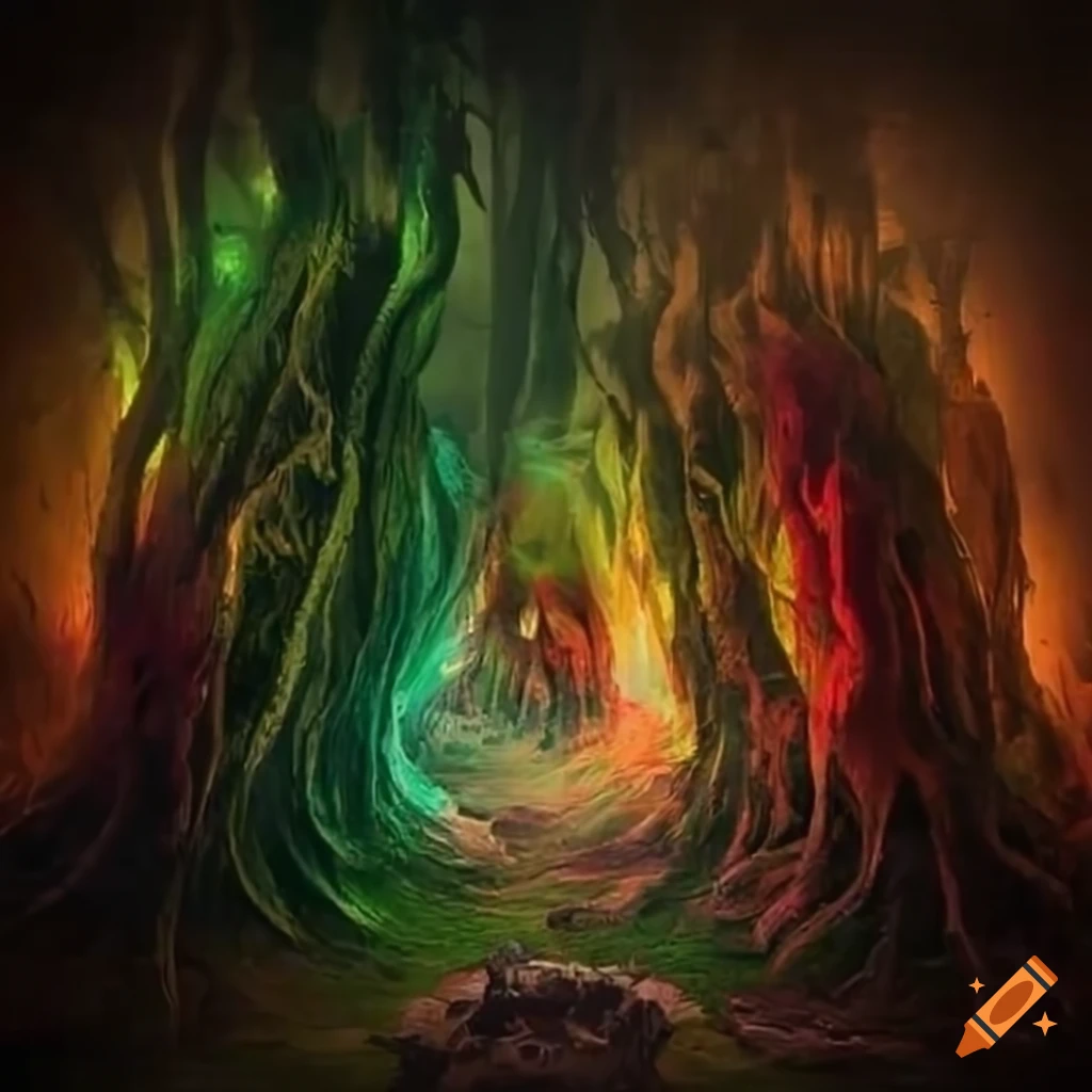 Ancient fantasy forest scene on Craiyon