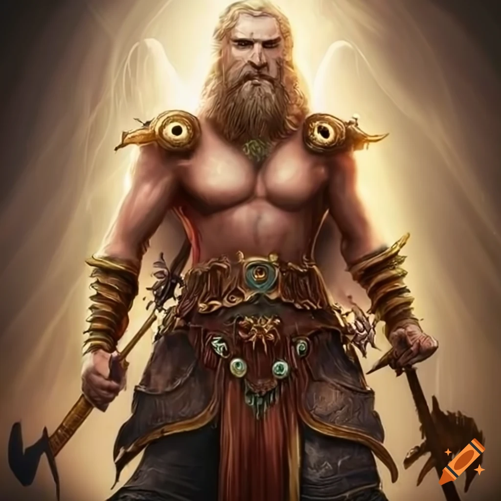 Image of a majestic norse god with glowing light on Craiyon