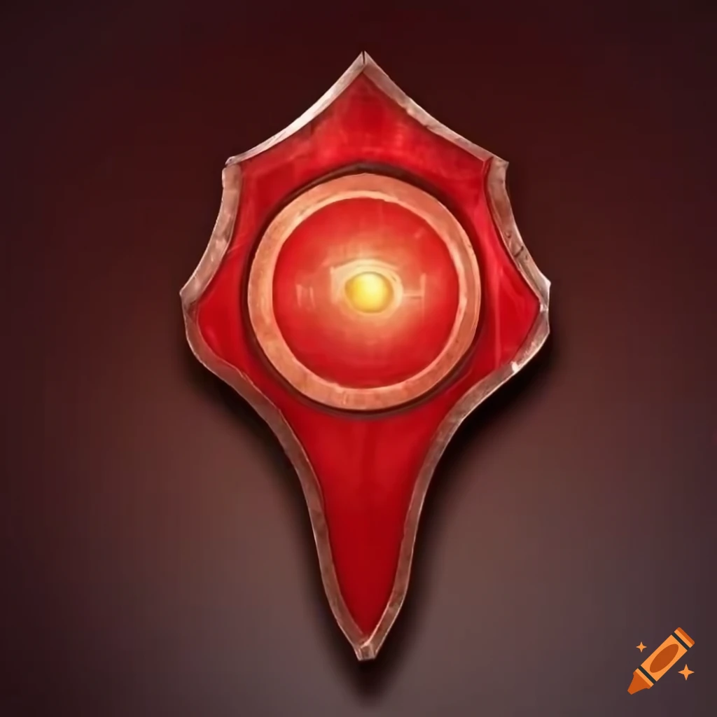 Bold red and gold pentagon emblem for logos and branding on Craiyon