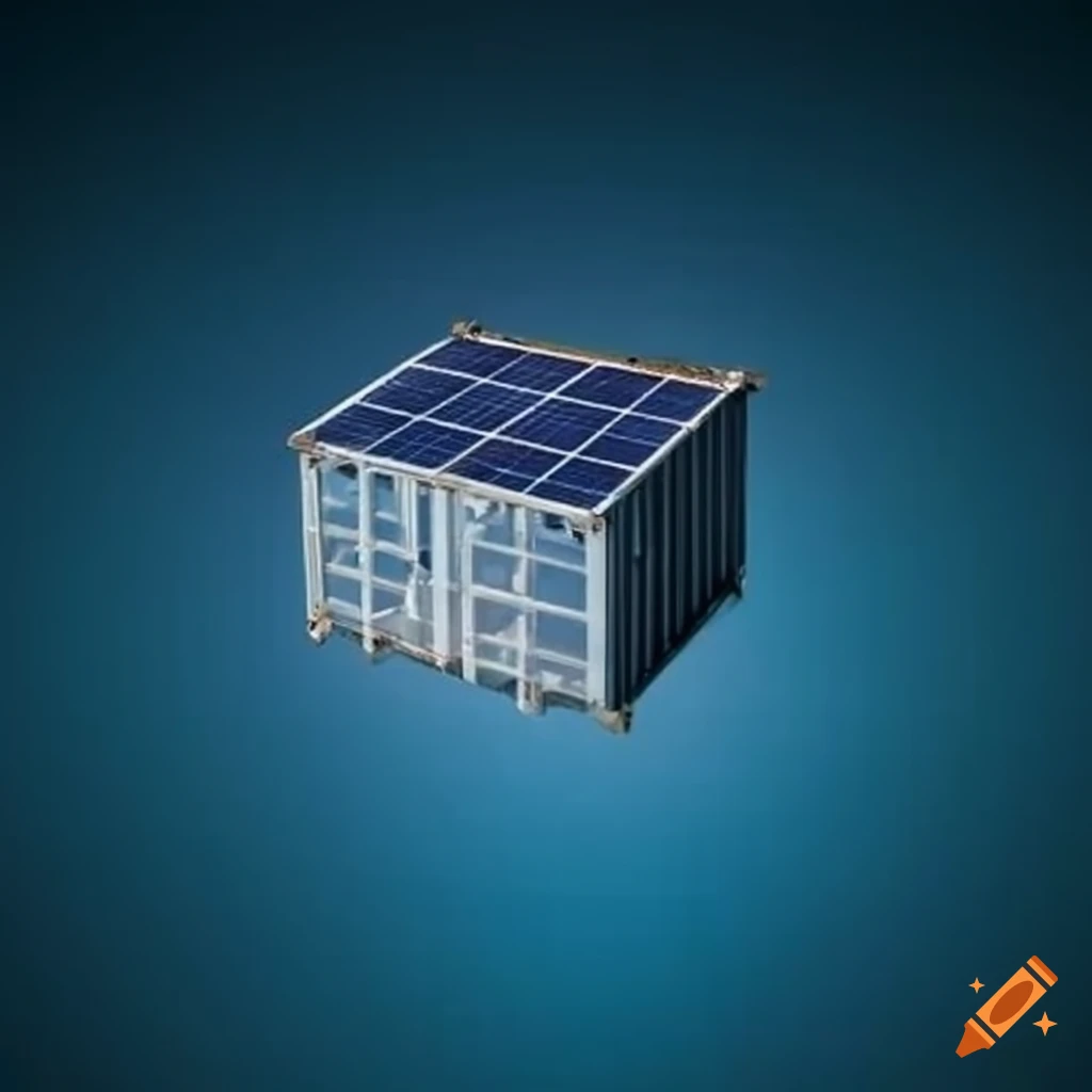 Innovative shipping container with organic solar panels on Craiyon