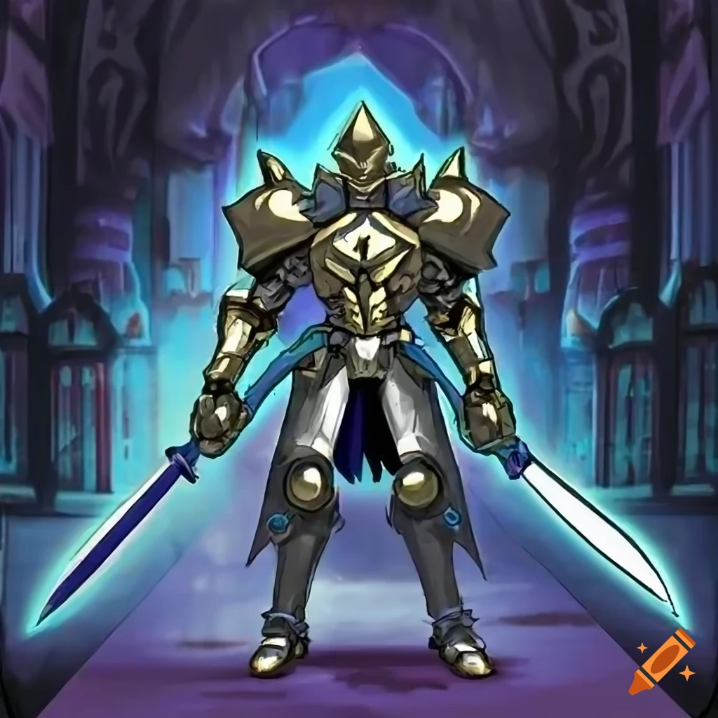 Masked paladin with plated steel armor and skeleton army on Craiyon