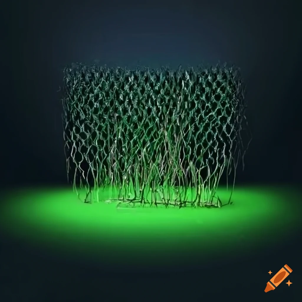 Layered image of turf with carbon fiber hexagonal pattern on Craiyon