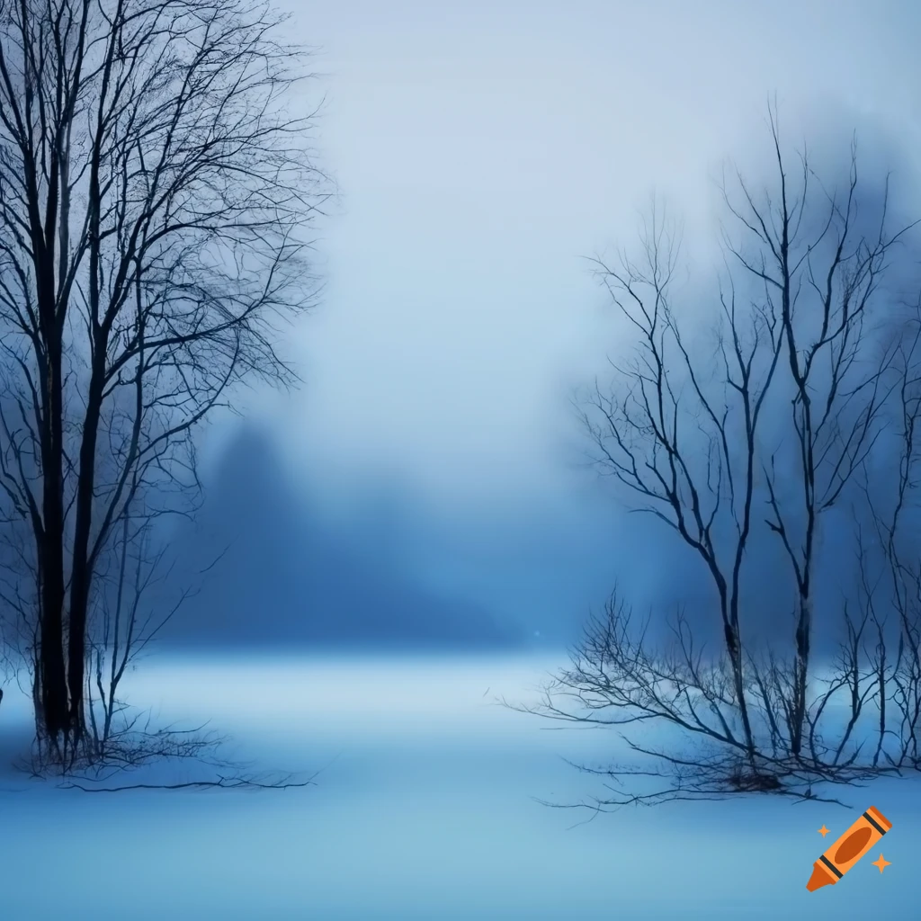 Hazy winter landscape photo