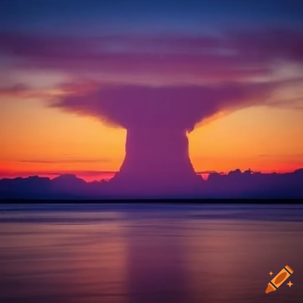 Sunset with a nuclear color palette on Craiyon