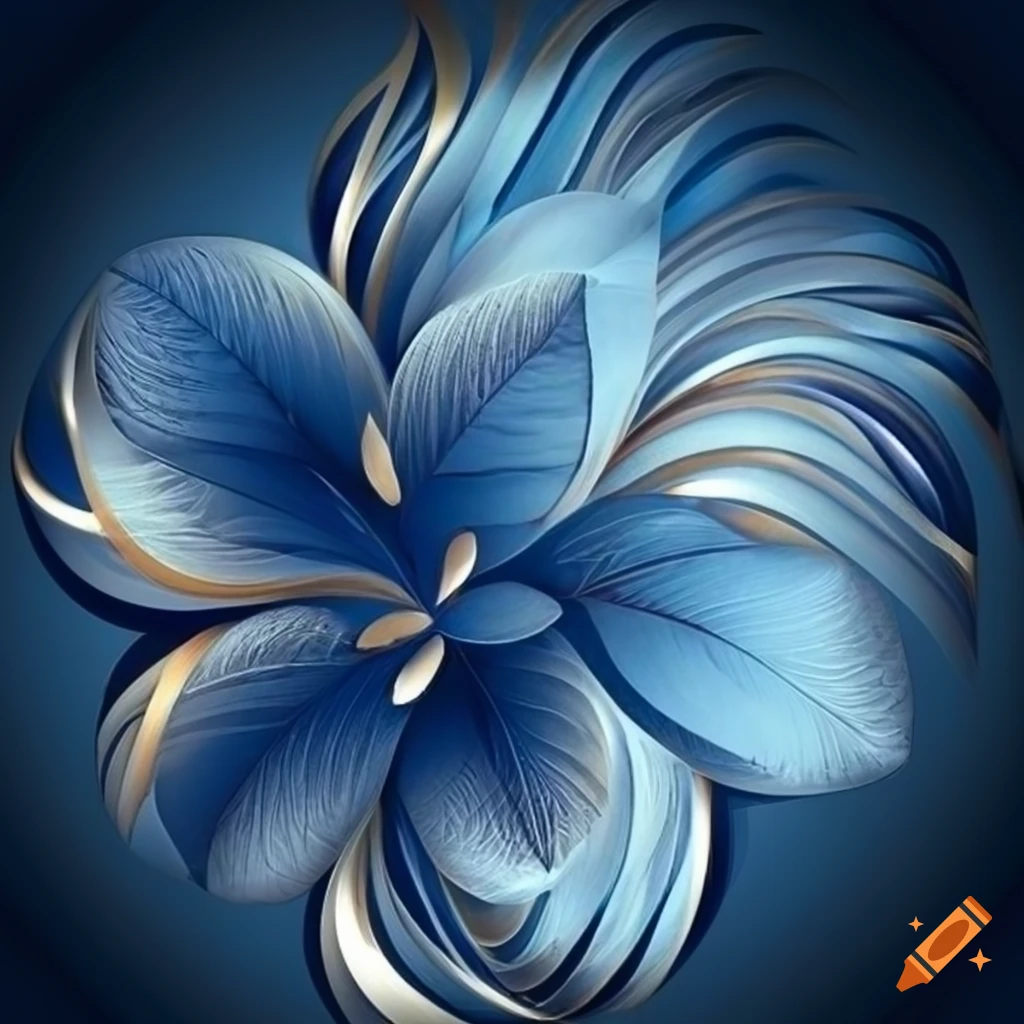 Abstract artwork of transparent leaves and flowers on a silver background