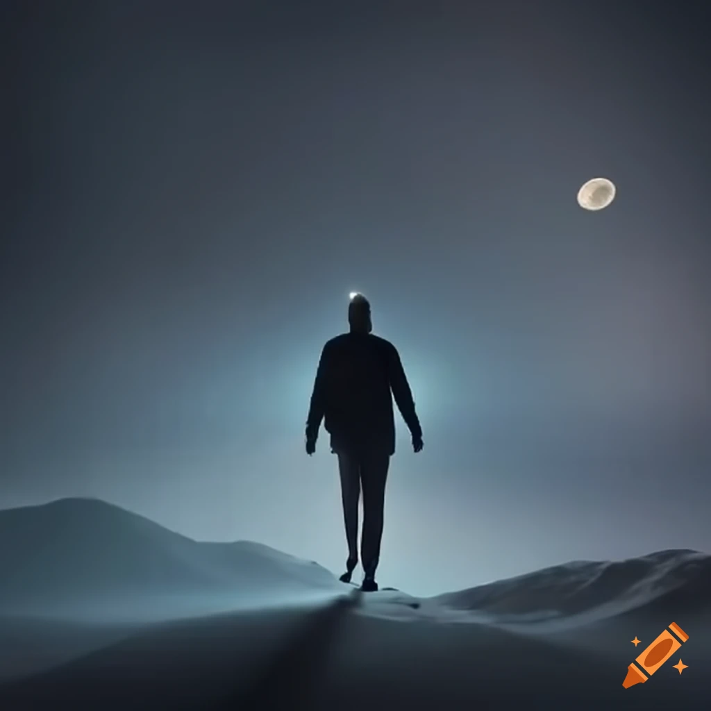 Man walking a tightrope into the moon on Craiyon