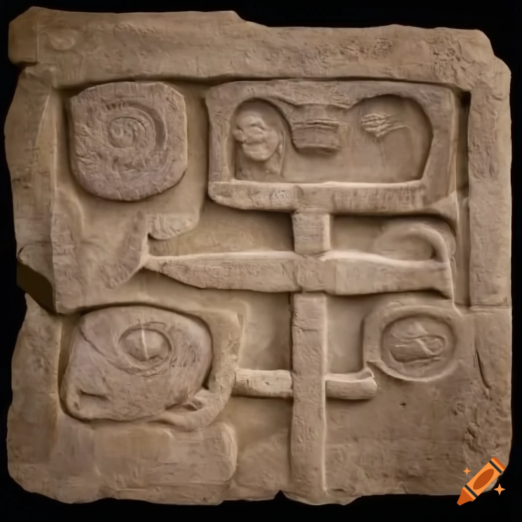 Unreal engine 5 square-trident-cross on historical relief wall