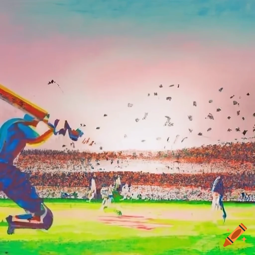 Cricket match in progress on Craiyon