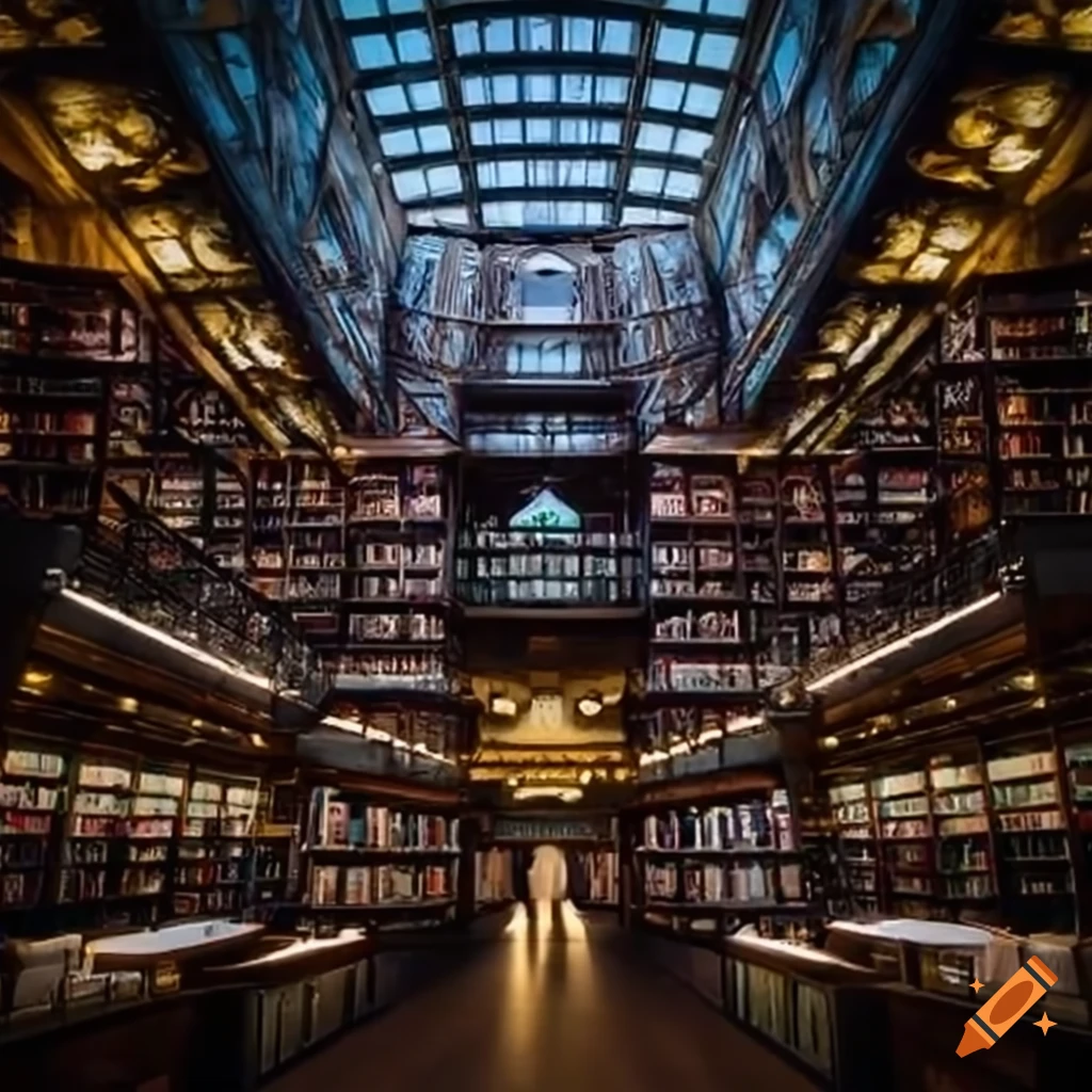 Dark academia library interior on Craiyon