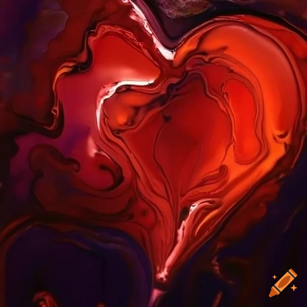 Red winged love hearts alcohol ink painting on Craiyon