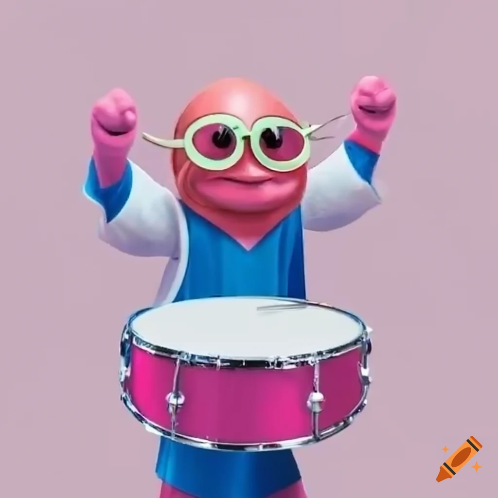 Illustration of a worm playing drums in graduation robe