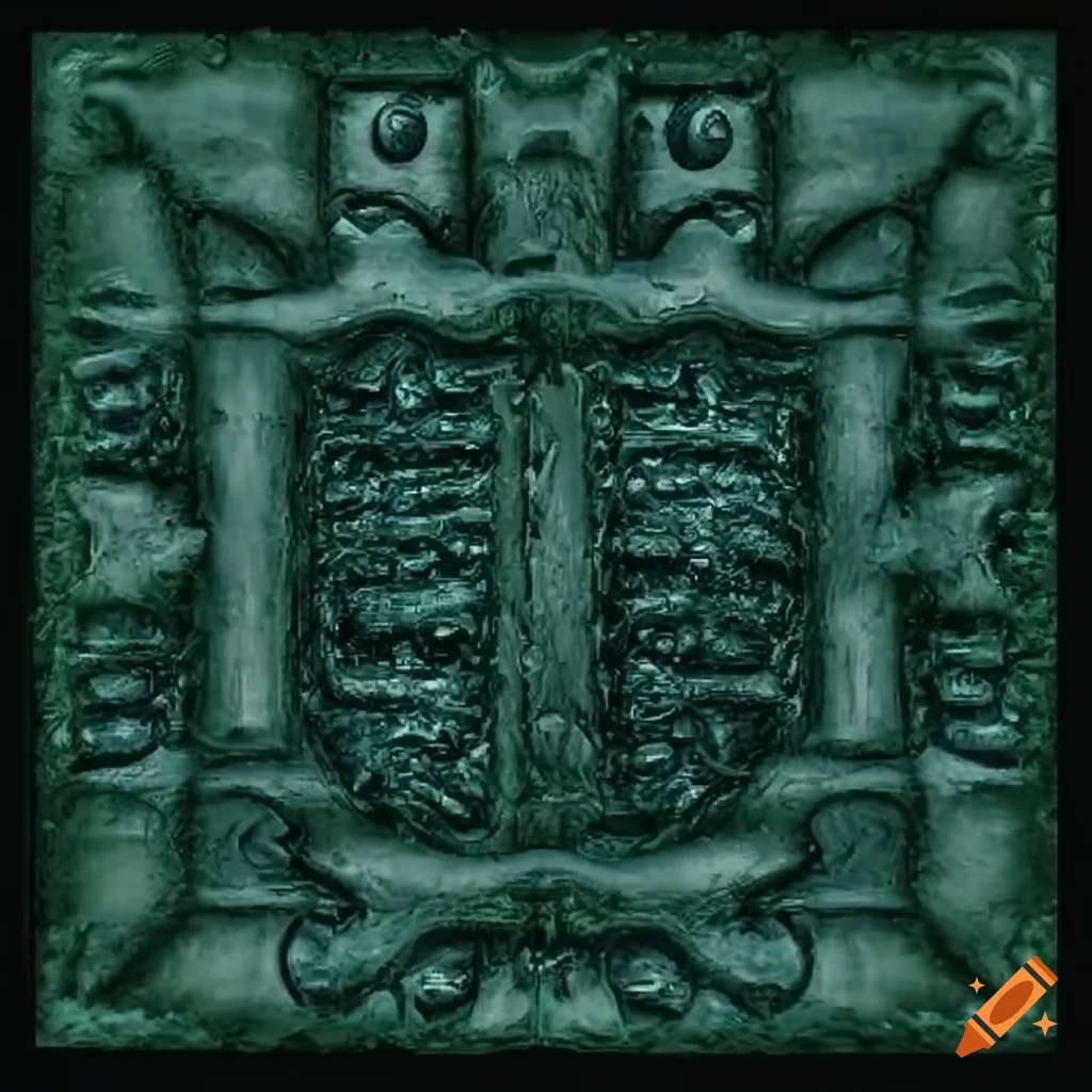 2D game with a dripping, overgrown alien in ruins on Craiyon