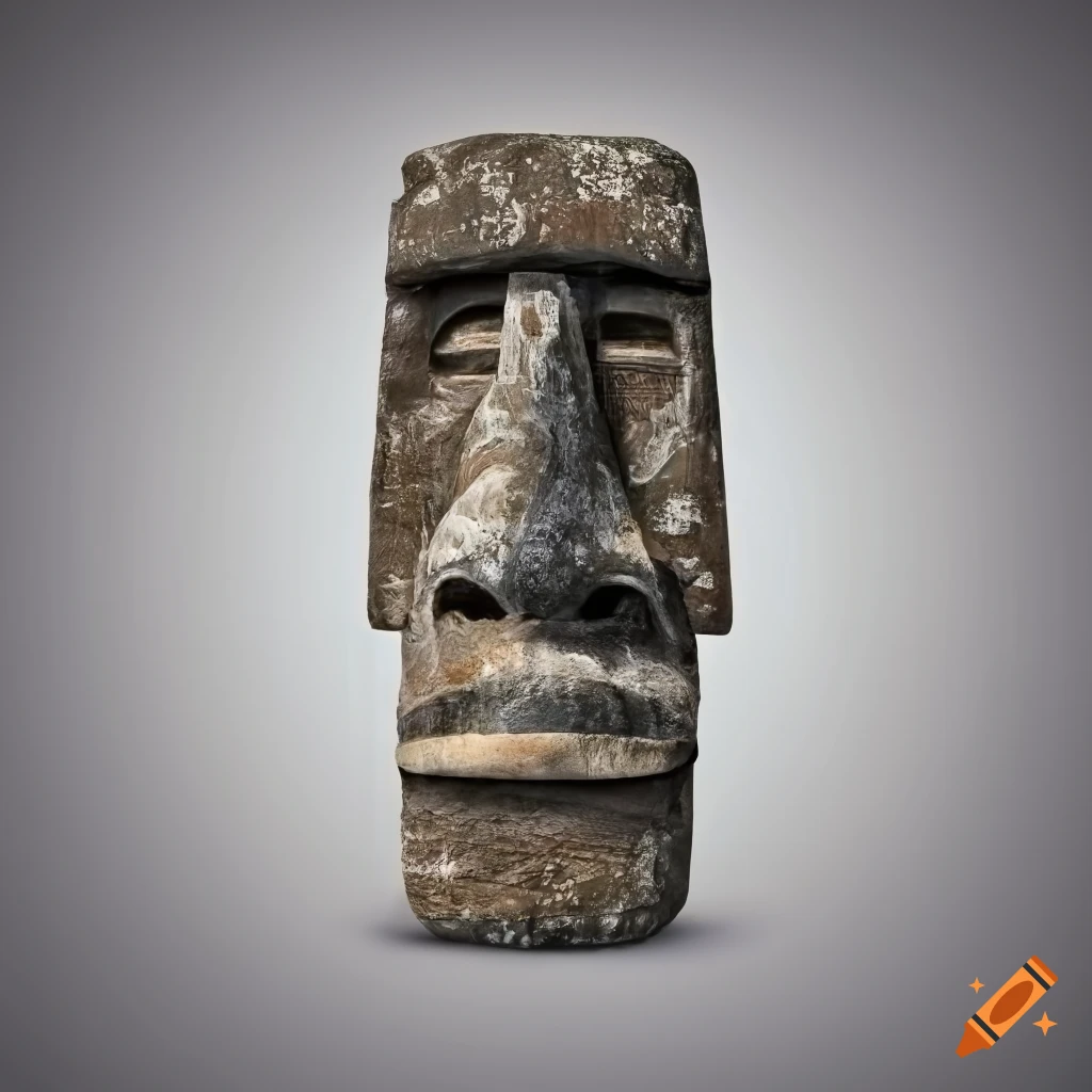 Stone letter "l" with easter island masks carving on Craiyon