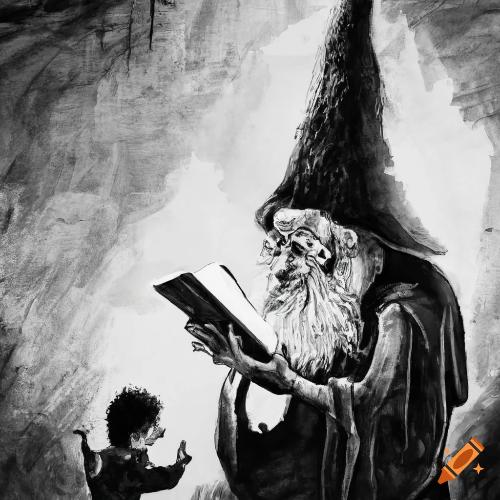 Wizard teacher reading to a class of wizard children on Craiyon