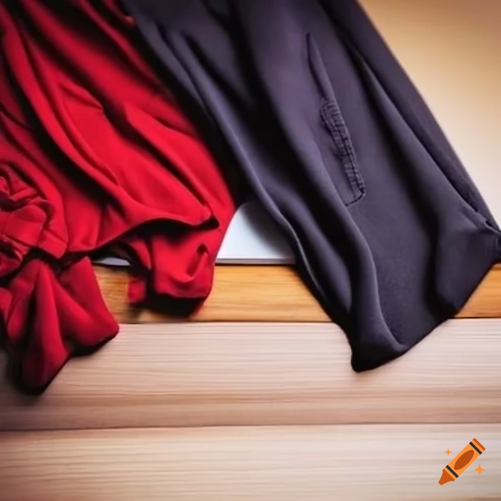 Clothing laid out on a table for website background