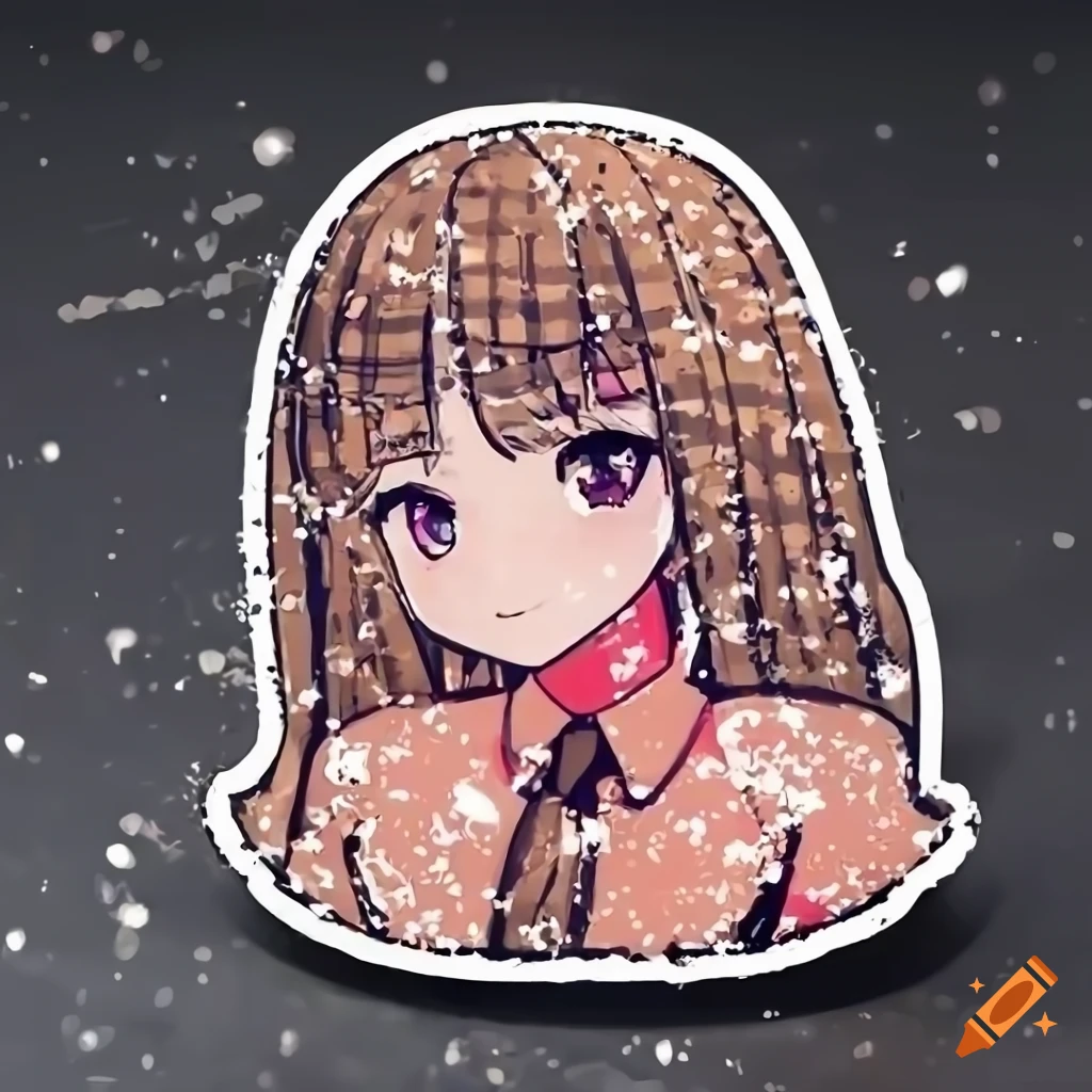 Texture of a worn anime girl sticker