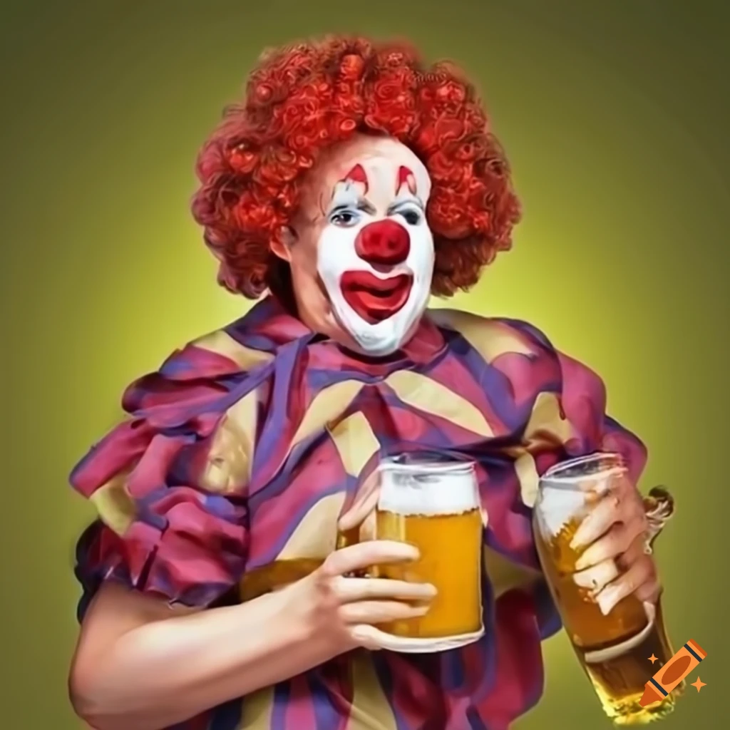 Image of a lonely clown drinking whiskey on Craiyon