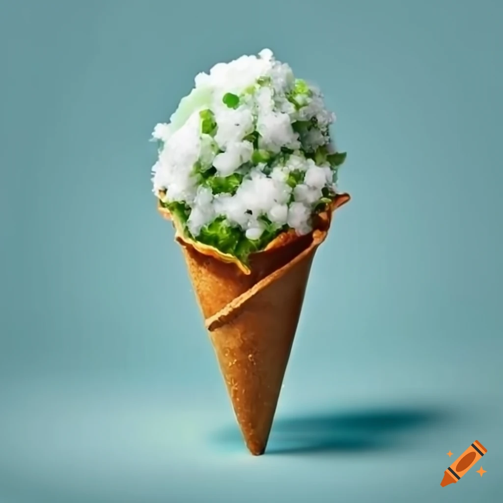 Snow cone topped with snow peas on Craiyon