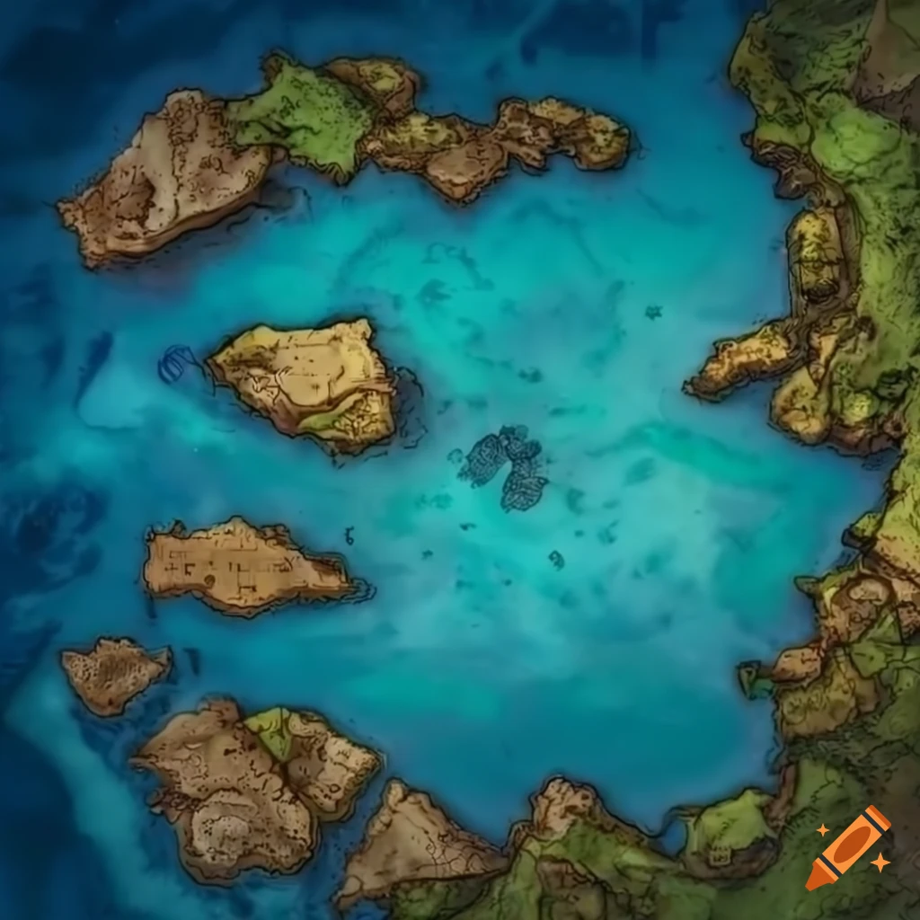 Top view of a rocky ocean for rpg map