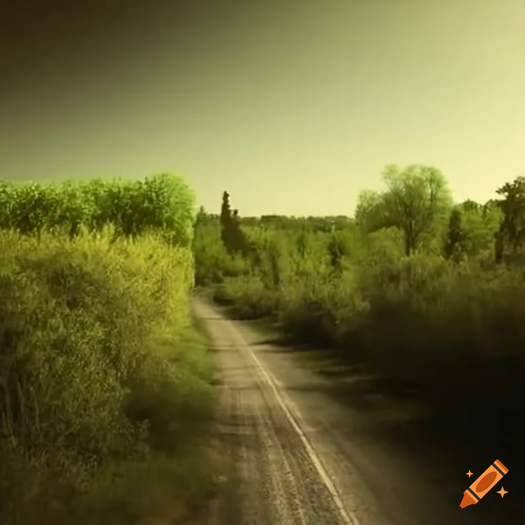 Vegetation growing along an abandoned road