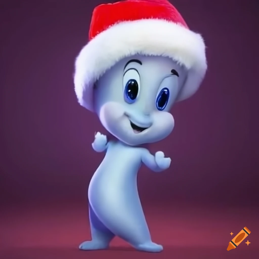 Casper wearing a Santa hat on Craiyon