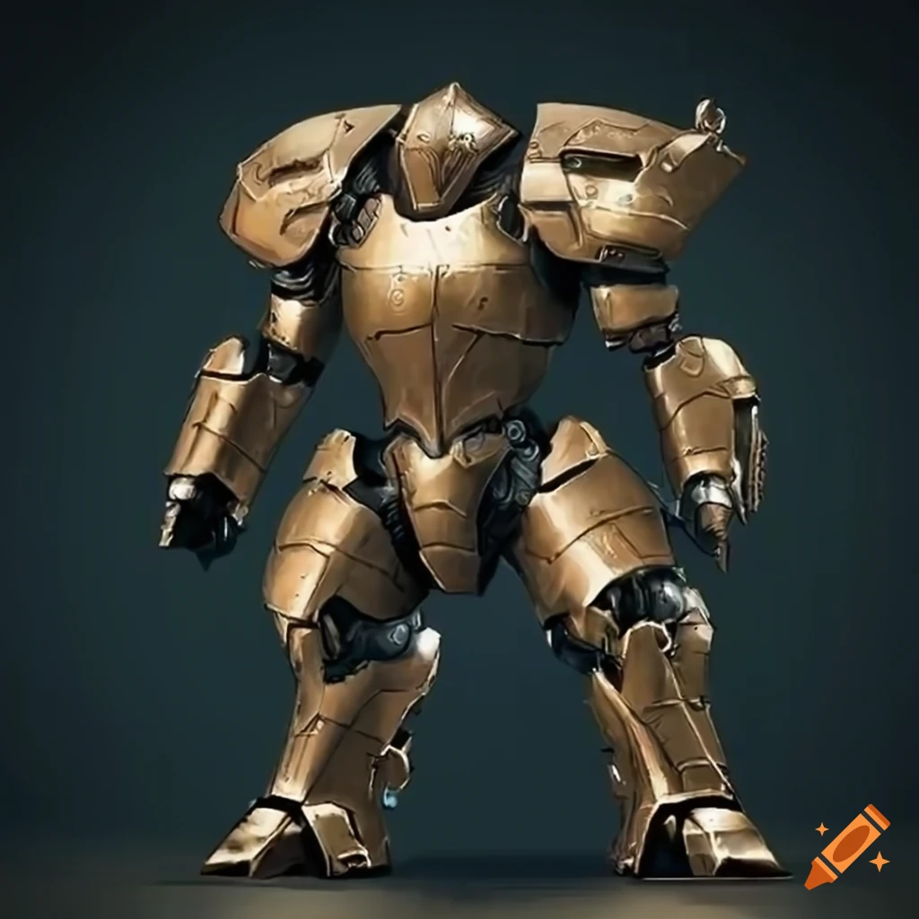 Bronze knight in heavy armor on Craiyon