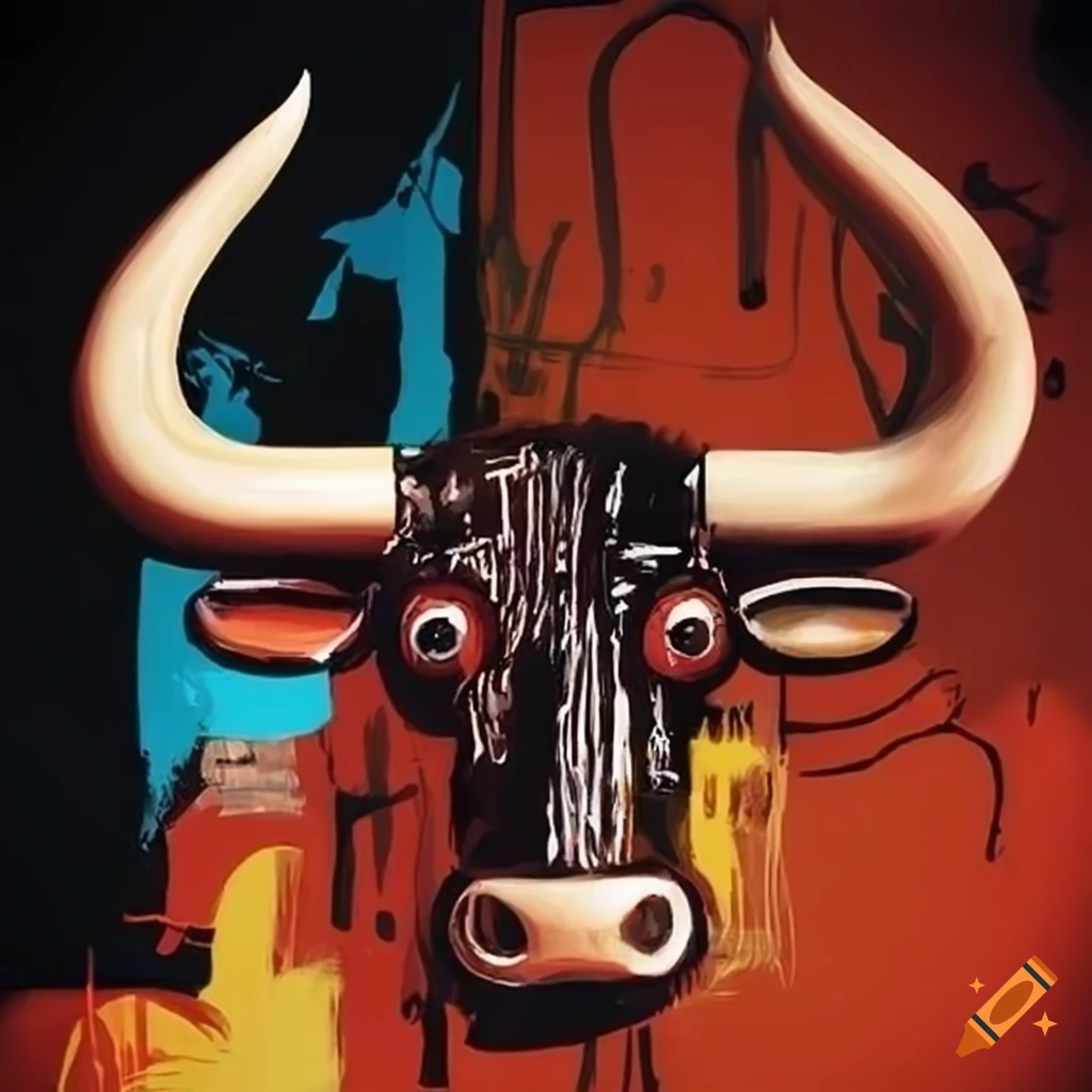 Basquiat-style bull artwork on Craiyon