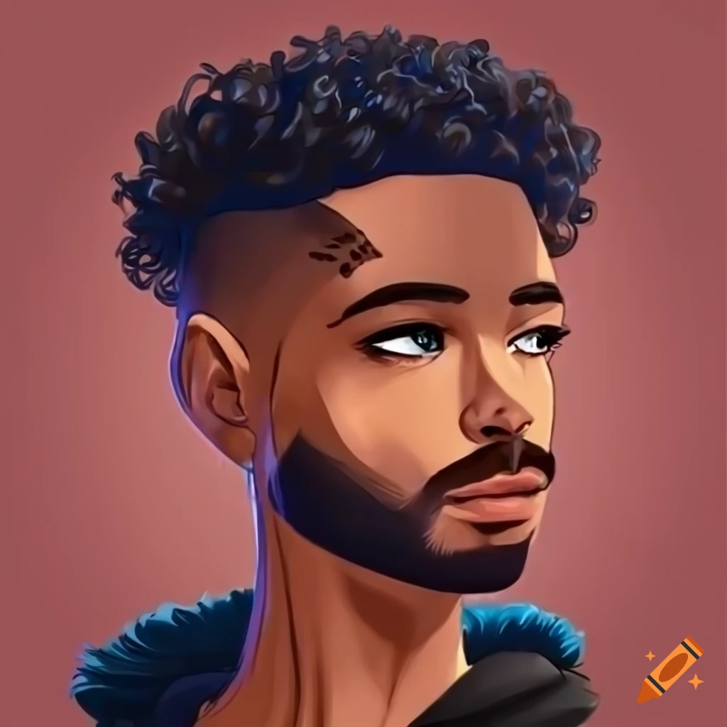 Avatar masculino con piel morena y cabello crespo oscuro on Craiyon