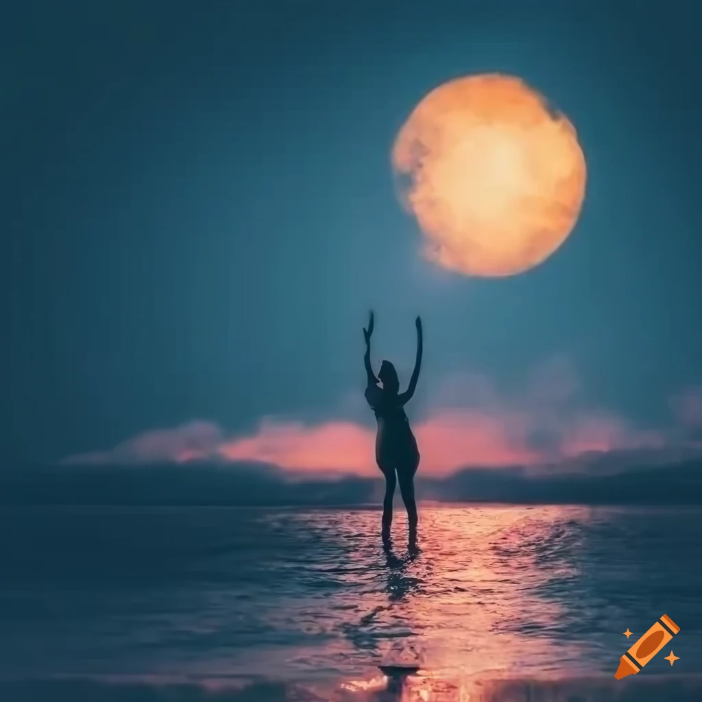 Determined person standing on top of a hill looking at the horizon on ...