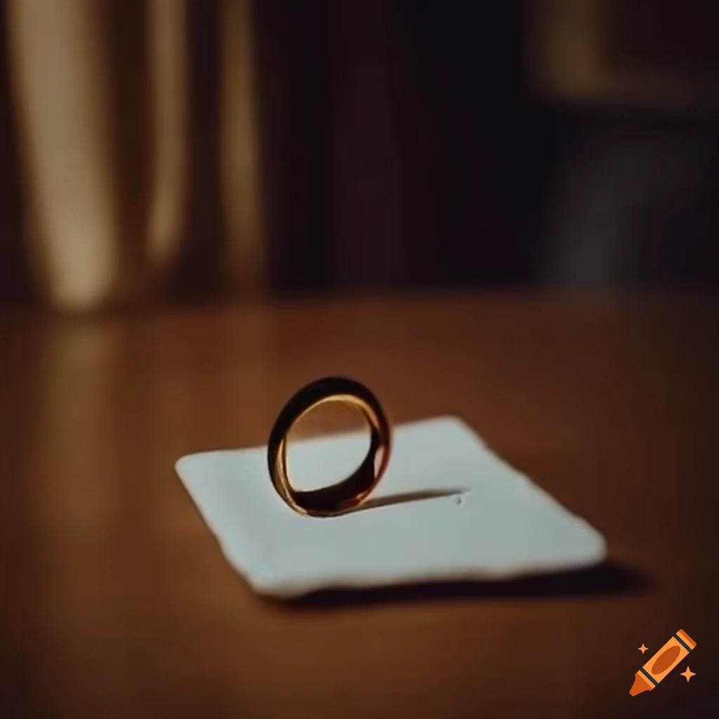 Golden wedding ring on a rustic wooden table on Craiyon