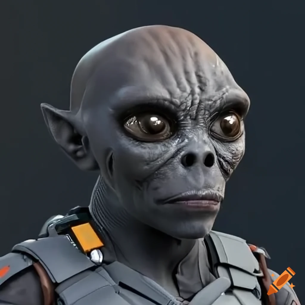 Futuristic alien character with robotic eye