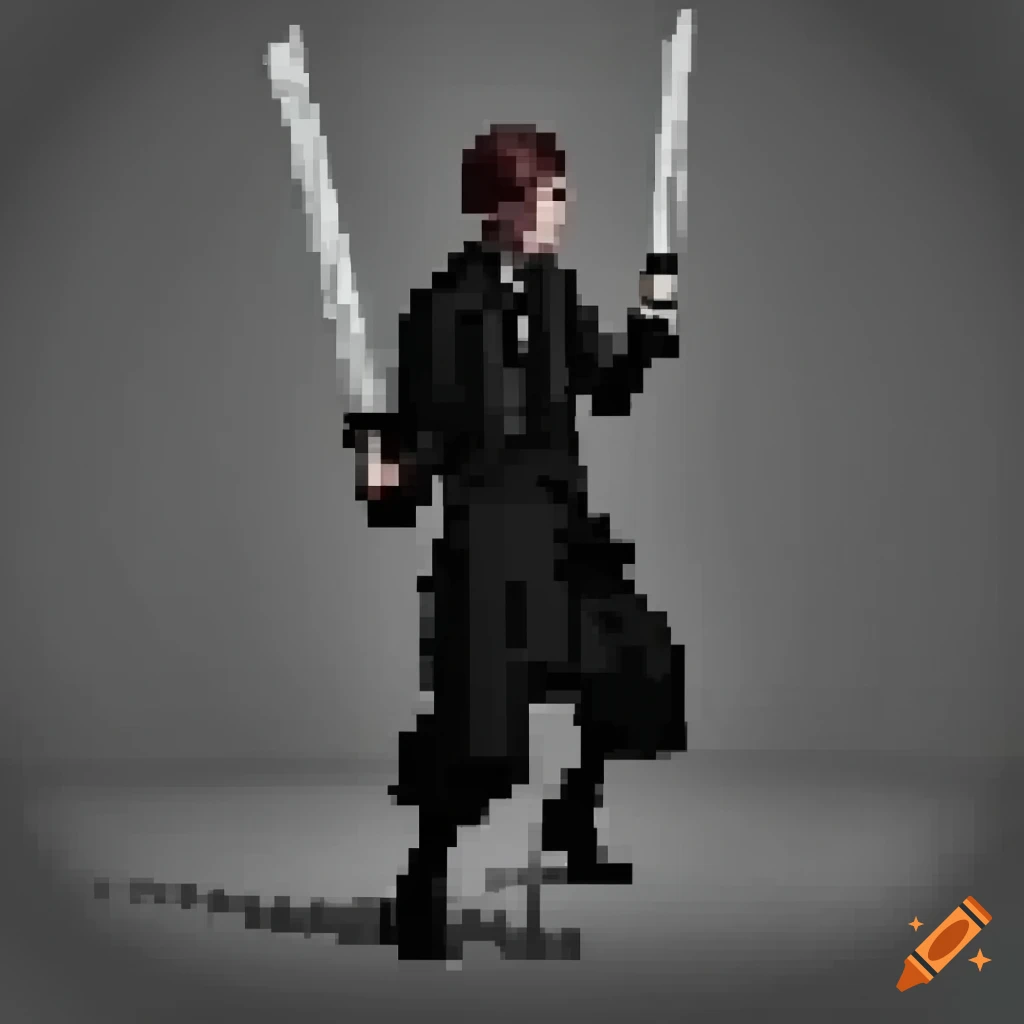 Pixel art depiction of bounty hunter spike spiegel on Craiyon