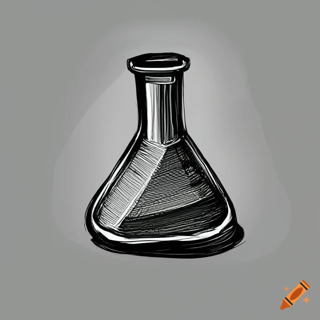 Stylized cartoon of an empty flask on Craiyon