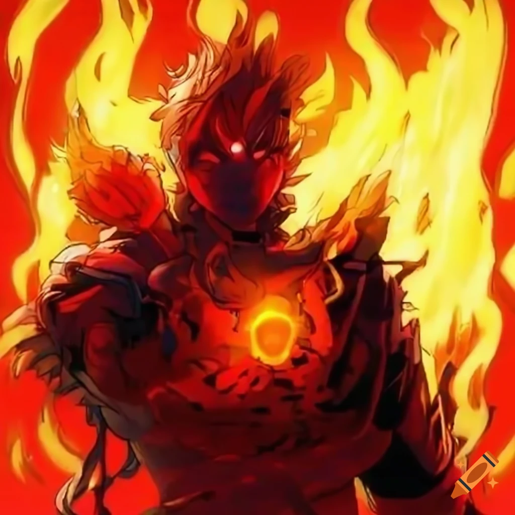 Anime character with fire superpower
