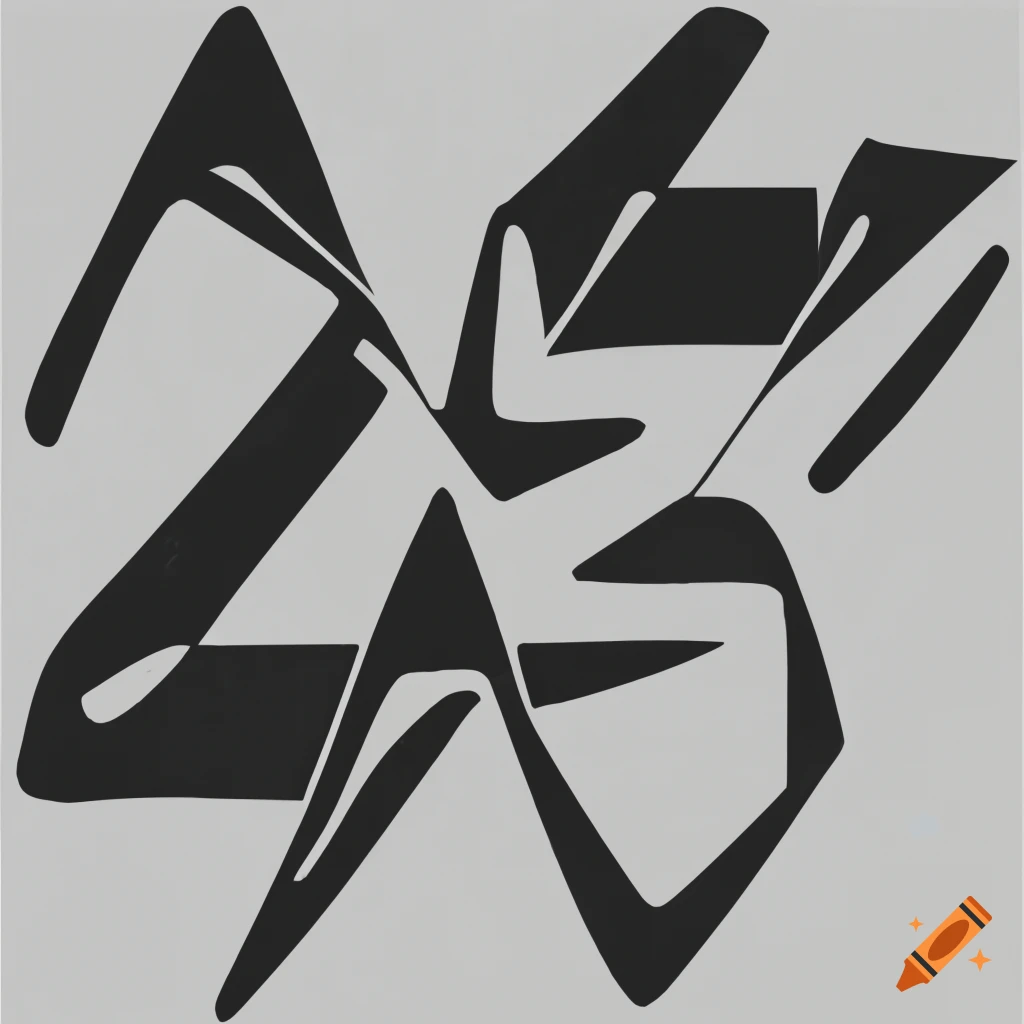 Black and white angular writing system on Craiyon