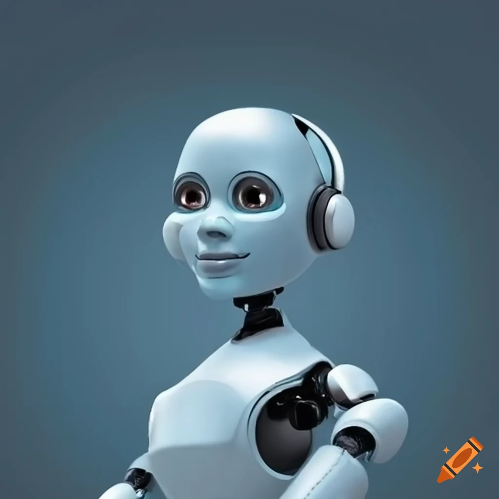 Friendly robot with phone headset and smiling on Craiyon