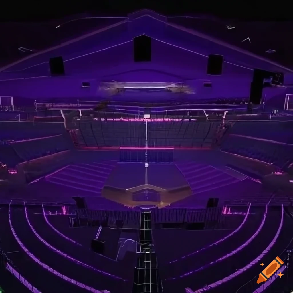 Overhead view of a table tennis arena with purple lines on Craiyon