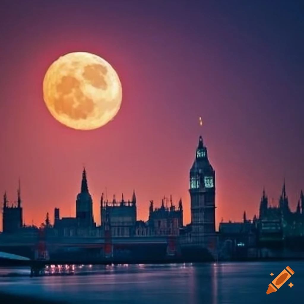 Moon shining over london