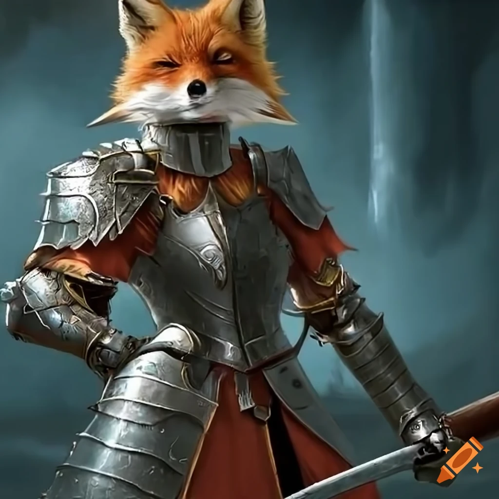 Fox wearing battle armour on Craiyon