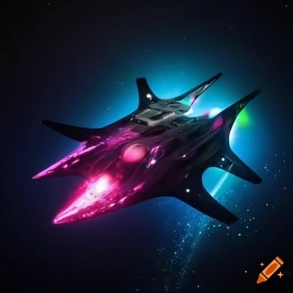 Sleek customizable spaceship with cosmic-themed paint