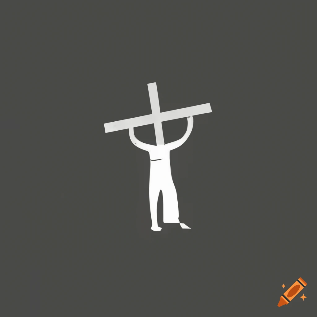 Minimalist logo design of a saint carrying a cross on Craiyon