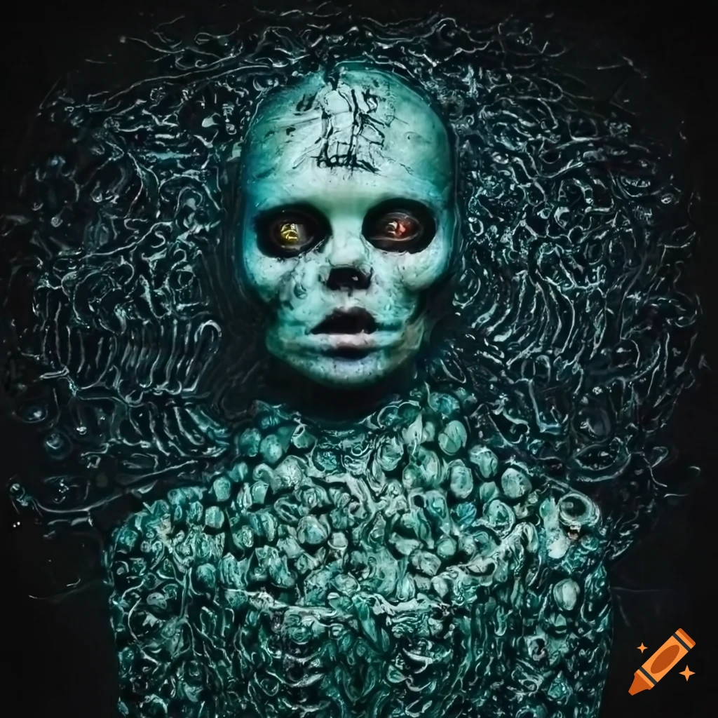 Creepy alien design in a 2d h.r. giger-inspired game on Craiyon