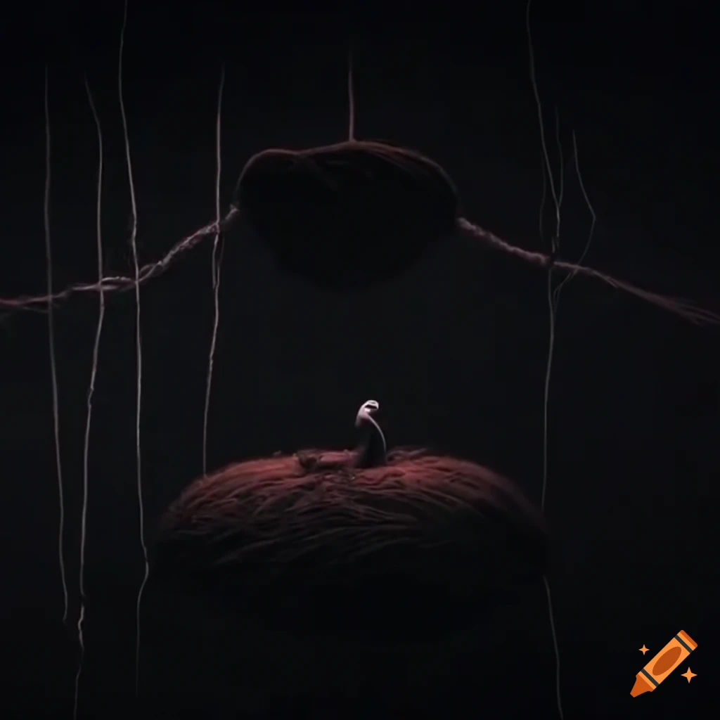 Artistic depiction of void and floating islands made of yarn on Craiyon