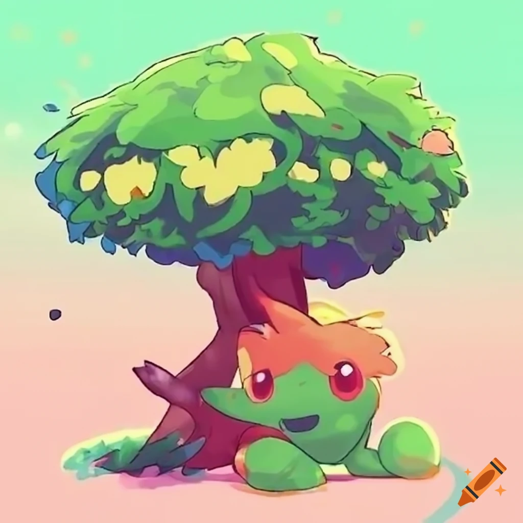 Cute tree-inspired pokemon on Craiyon
