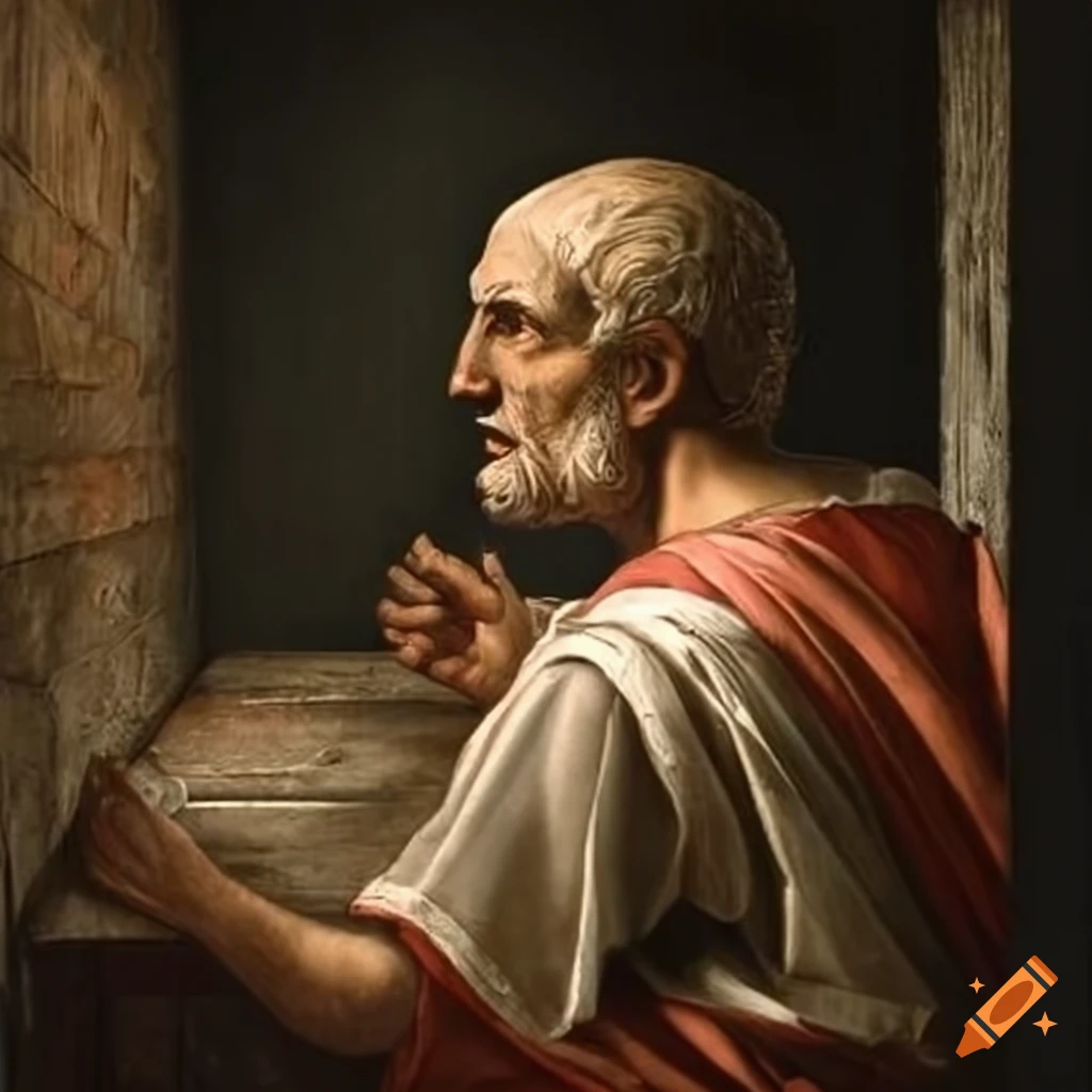 Portrayal of boethius in a jail cell on Craiyon