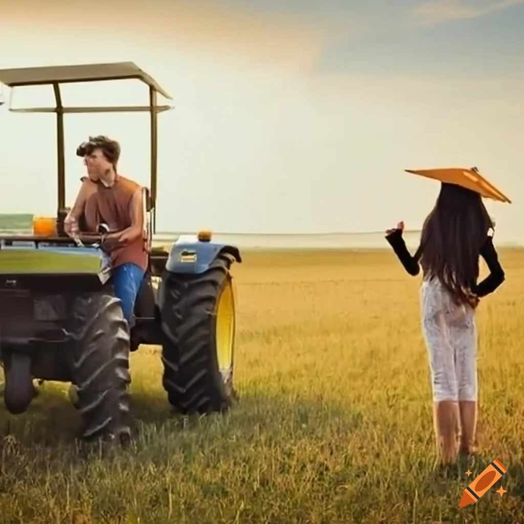 Couple on tractor tending to their land