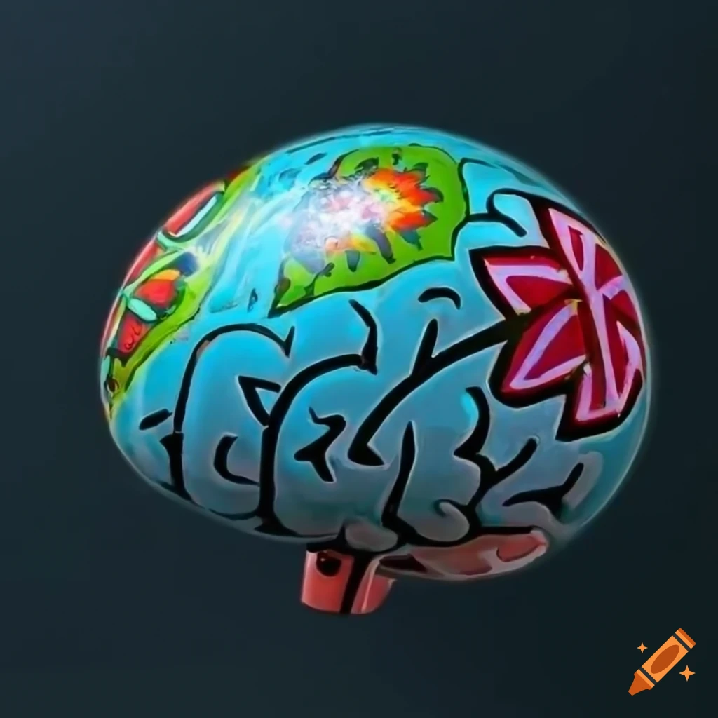 Graffiti artwork with brain motif on Craiyon