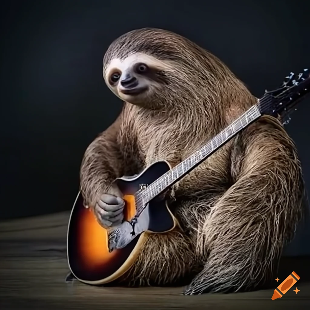 Sloth playing electric guitar